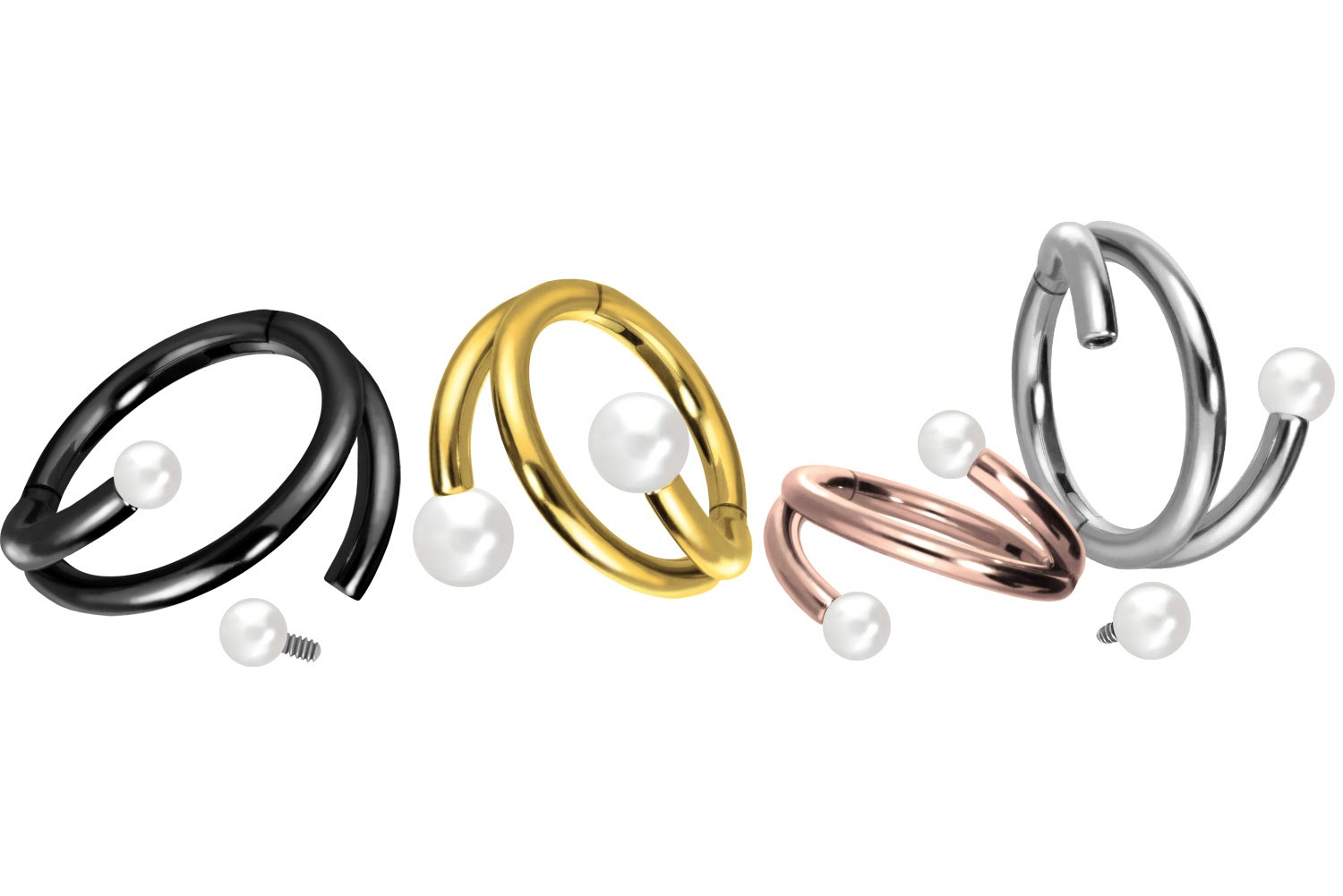 Titanium segment ring clicker with internal thread 3 RINGS + 2 ...